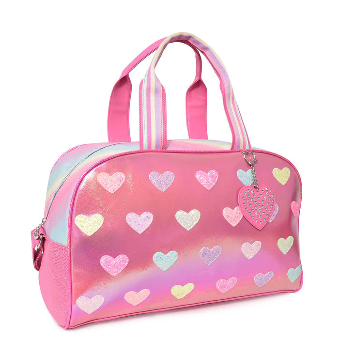 'STUFF' Heart-Printed Plush Duffle Bag| Miss Gwen's OMG Accessories